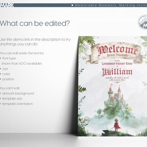 Knight and Castle Birthday Welcome Sign for Kids - Editable and ...
