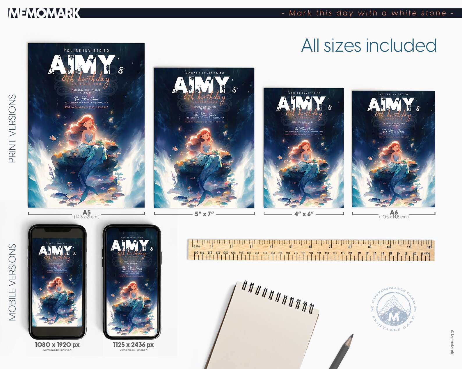 Little Mermaid Theme, Birthday Invitation Template for Kids Corjl ...