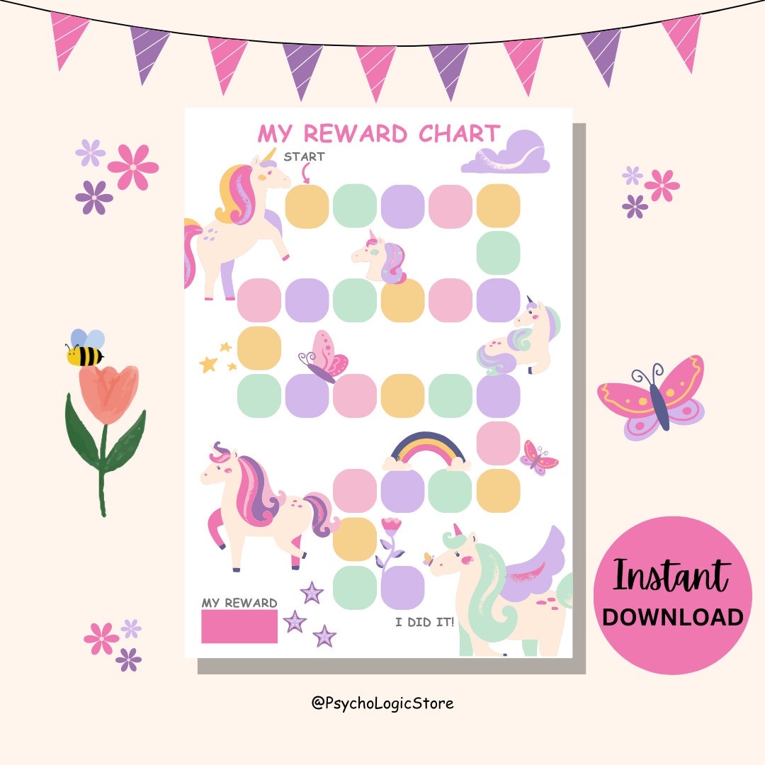 Unicorn Reward Chart, Toddlers, Girls Sticker Chart, Preschool Kids ...