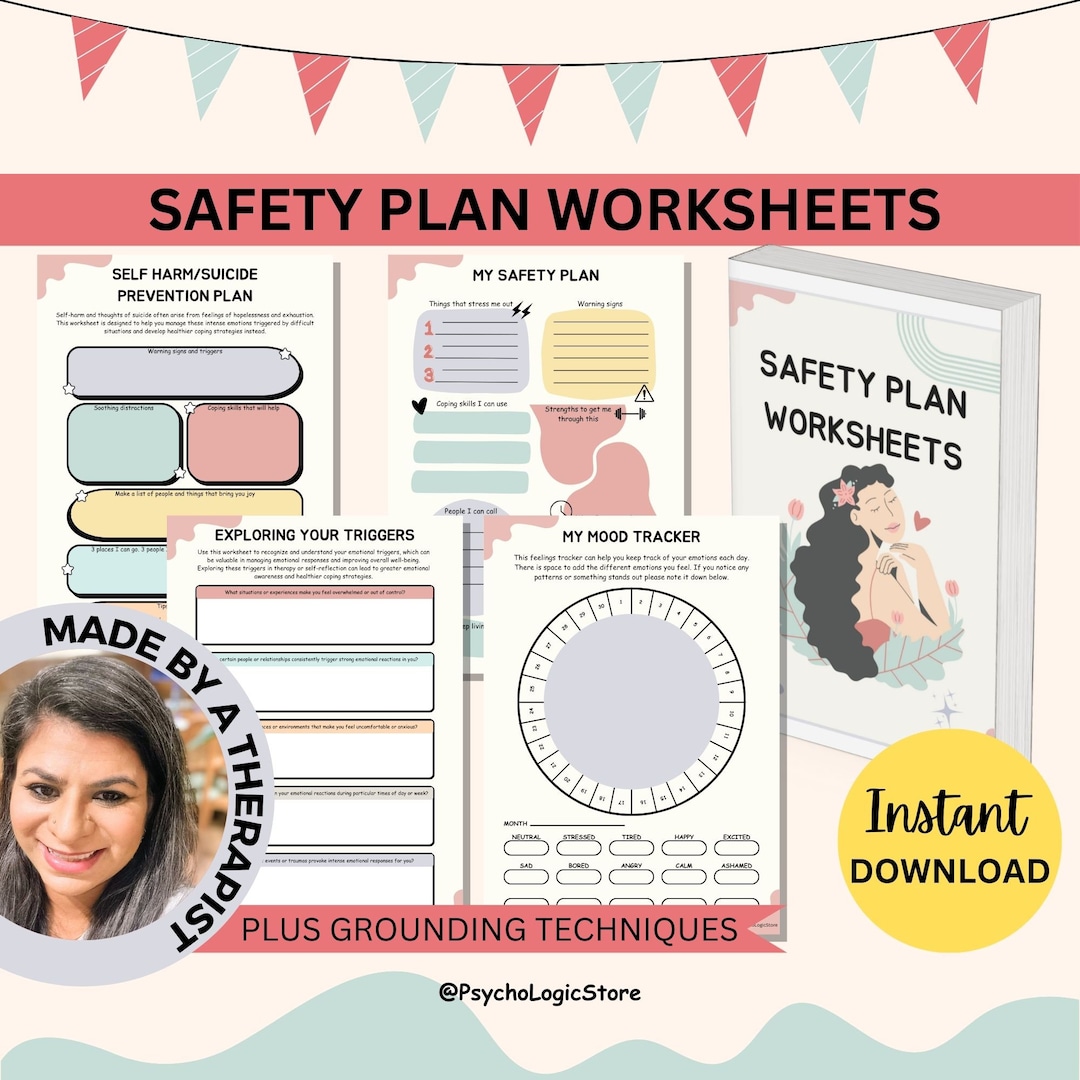 Safety Plan Worksheets, Crisis Plan Workbook, Counseling Tool, BPD ...