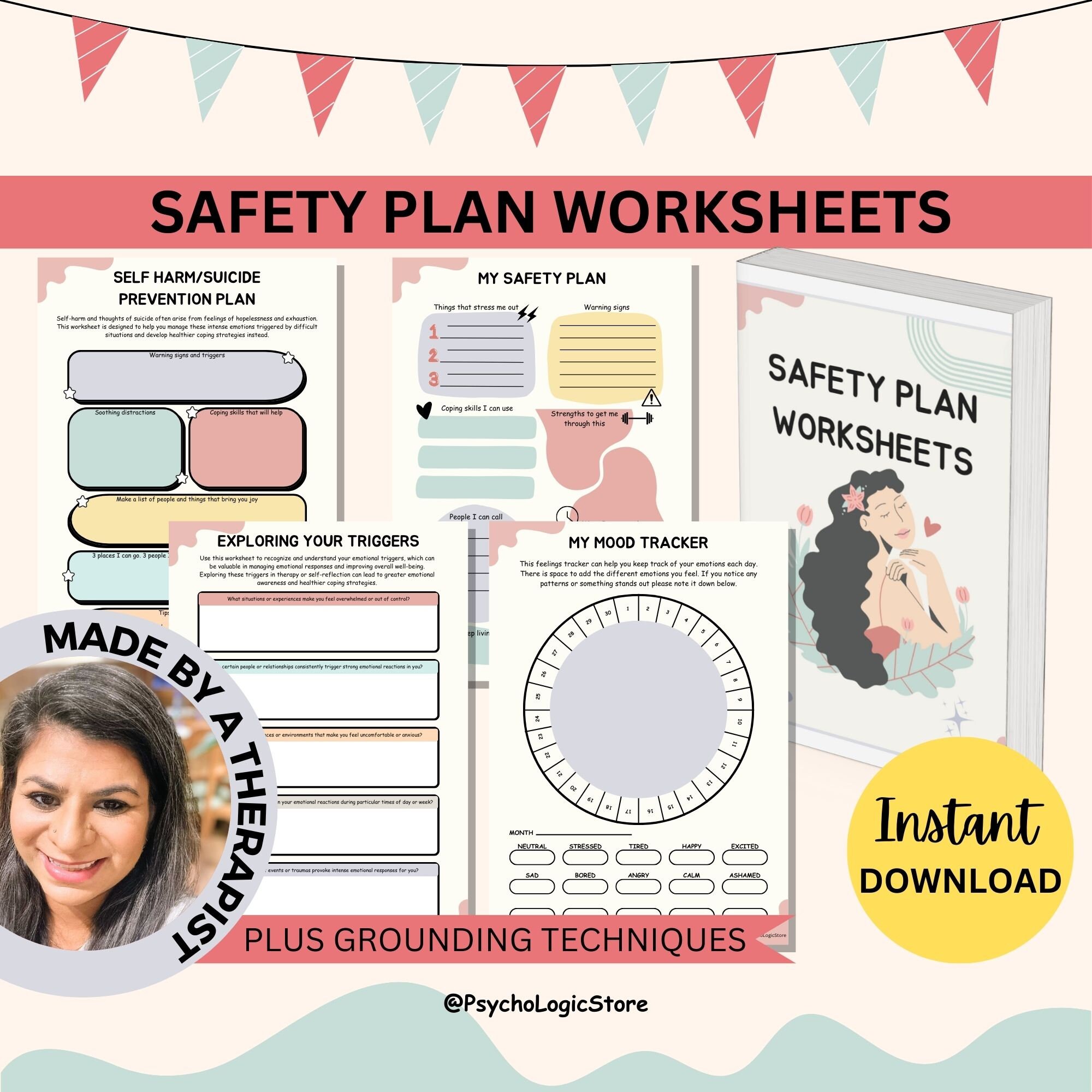 Safety Plan Worksheets, Crisis Plan Workbook, Counseling Tool, BPD ...