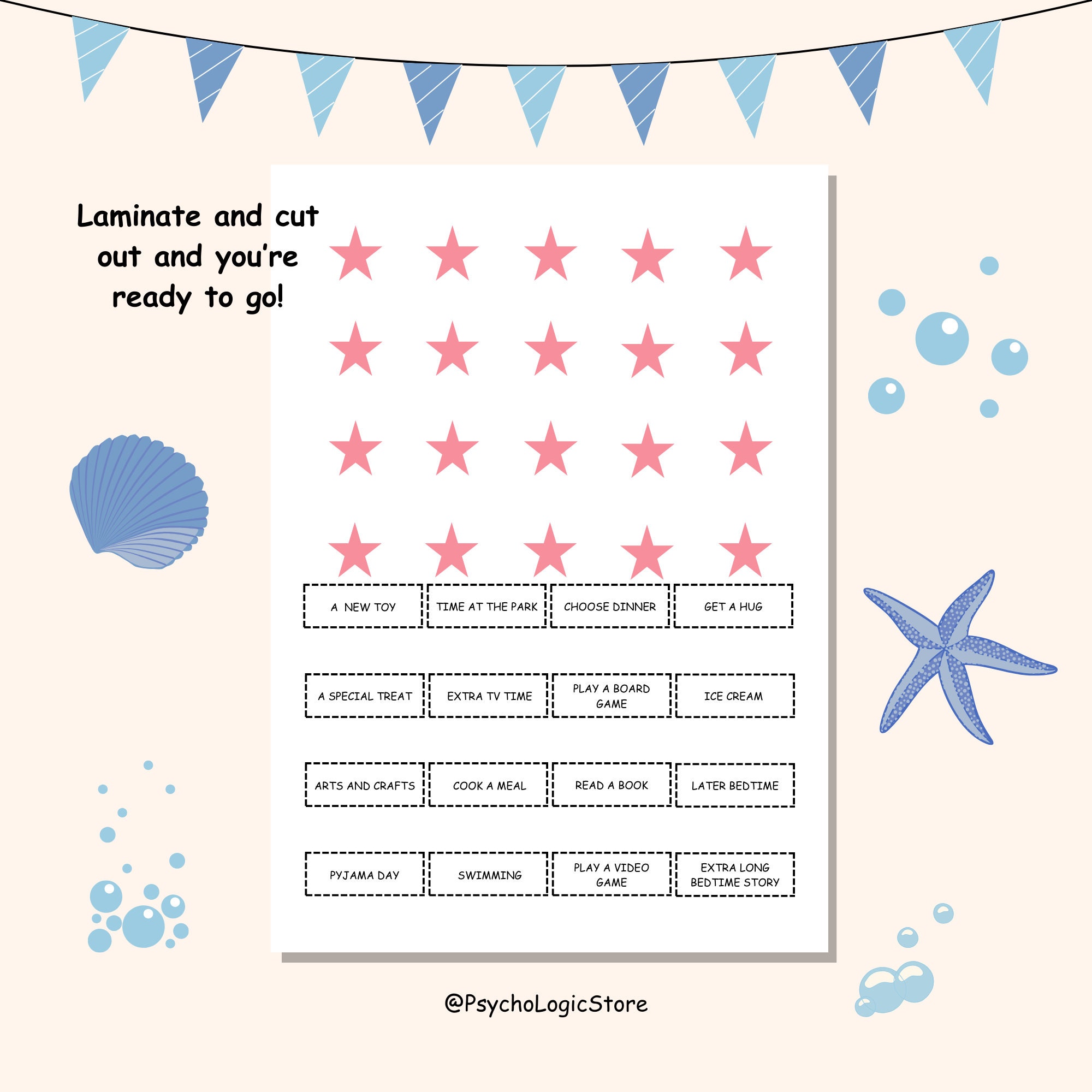 Mermaid Reward Chart, Toddlers, Girls Sticker Chart, Preschool Kids ...