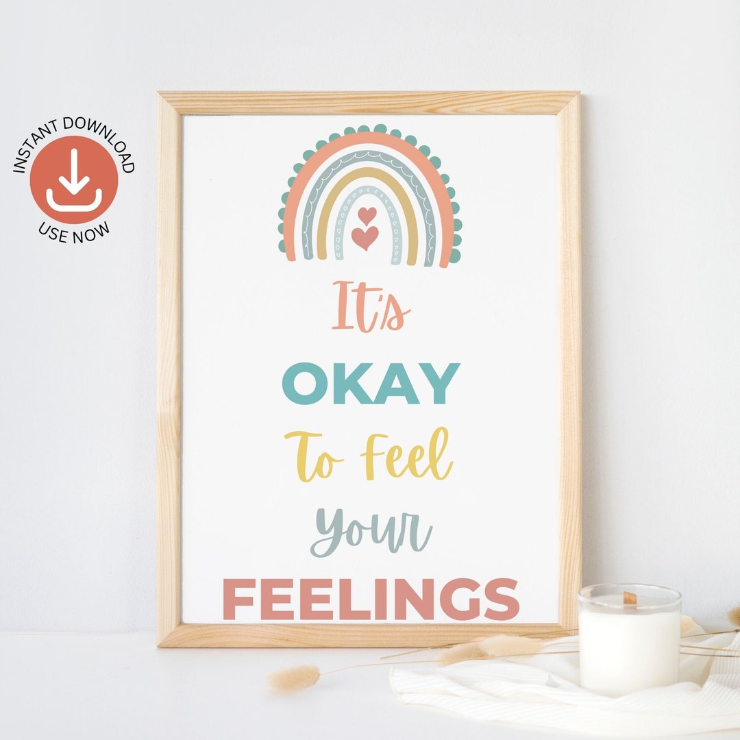 It's Ok to Feel Poster, Mental Health, Positive Affirmations, Therapy ...