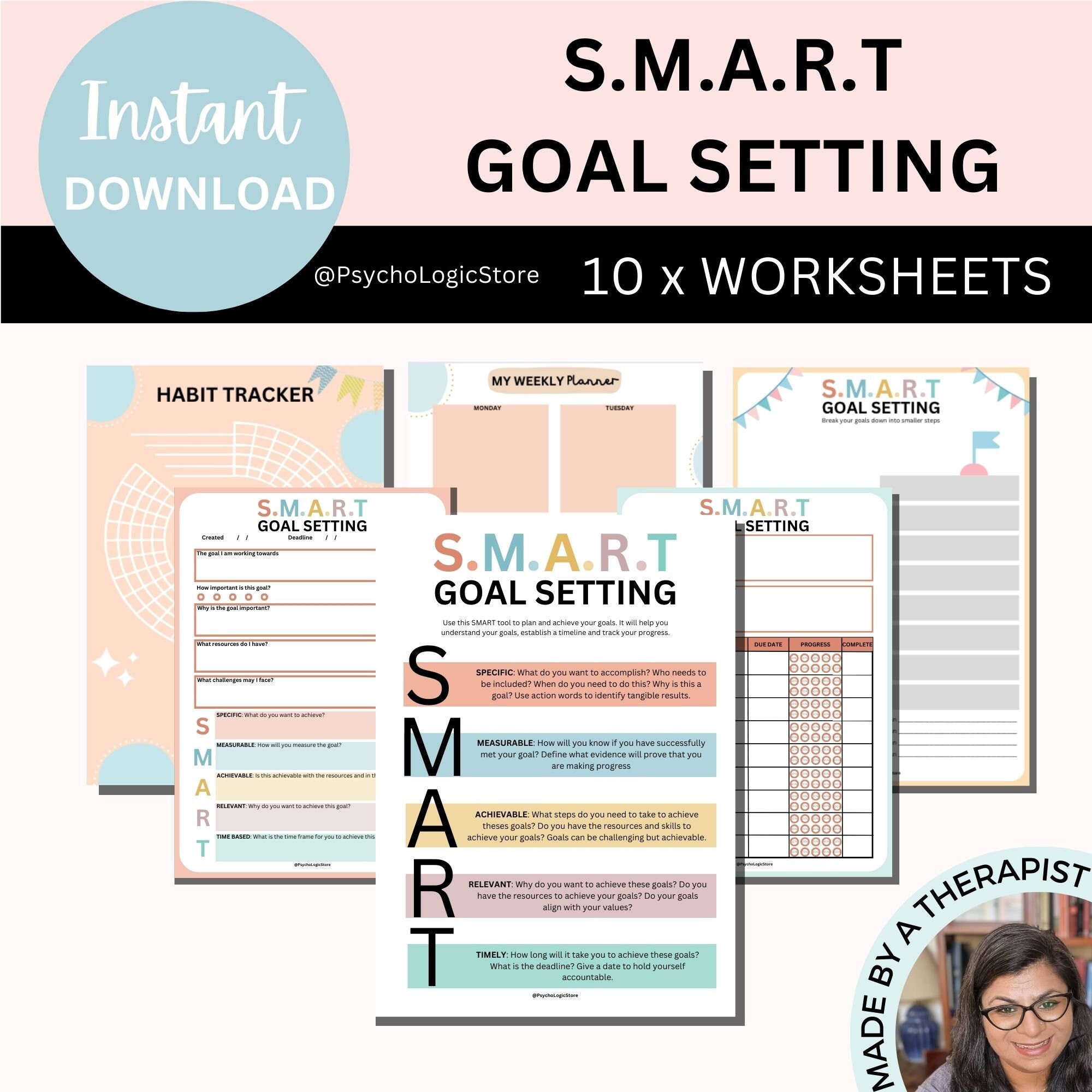 Goal Setting Worksheet, Goal Planner, Smart Goals, Goal Tracker, Goal ...