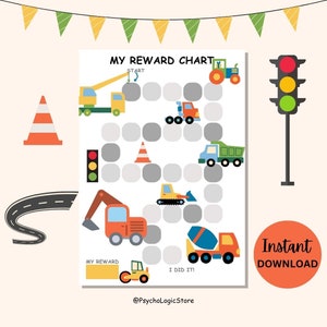 Cars Reward Chart, Toddlers, Boys Sticker Chart, Preschool Kids ...