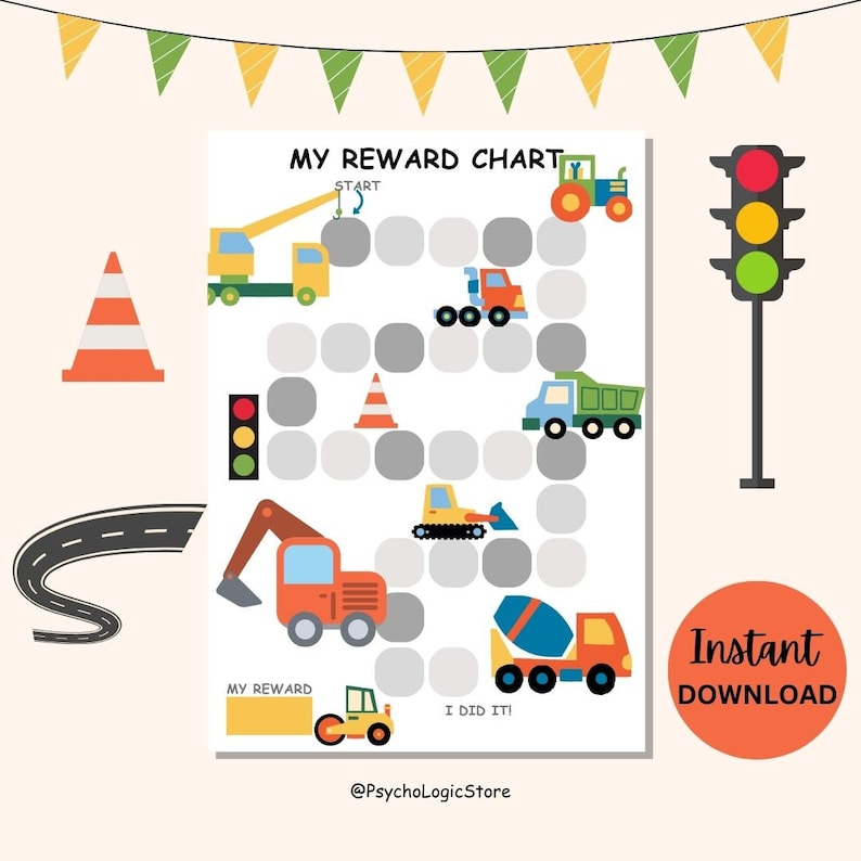 Cars Reward Chart, Toddlers, Boys Sticker Chart, Preschool Kids ...