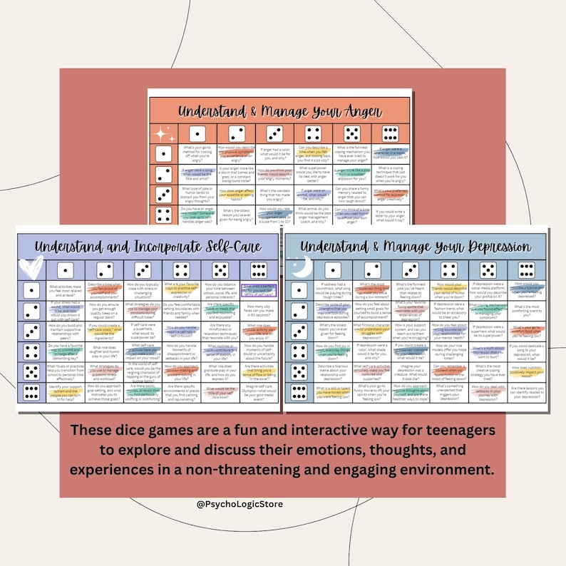 School Counseling & Therapy Dice Game for Teens, Group Therapy, Therapy ...