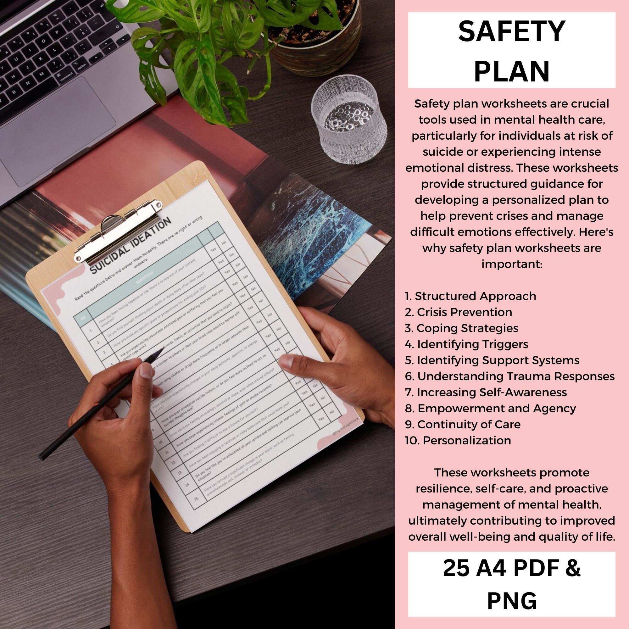 Safety Plan Worksheets, Crisis Plan Workbook, Counseling Tool, BPD ...