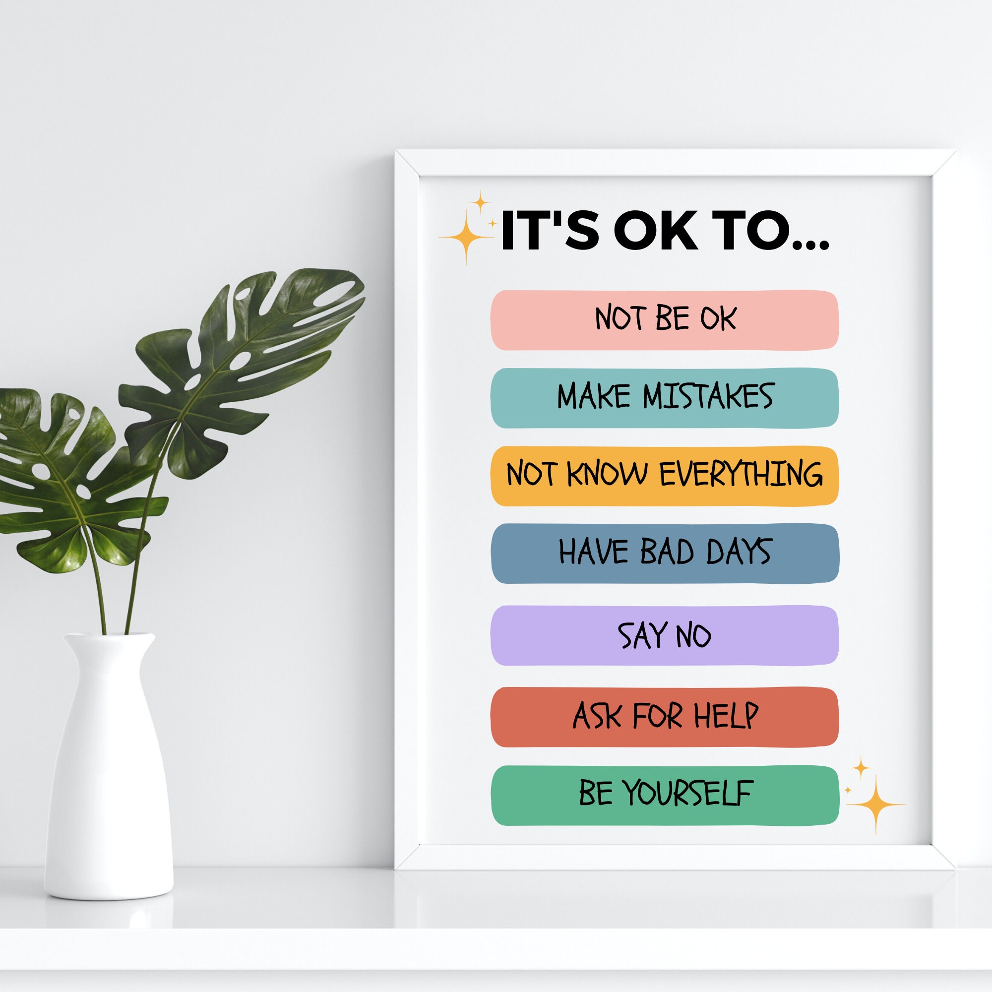 It's OK to Poster, Positive Affirmations, Therapy Office Decor, School ...