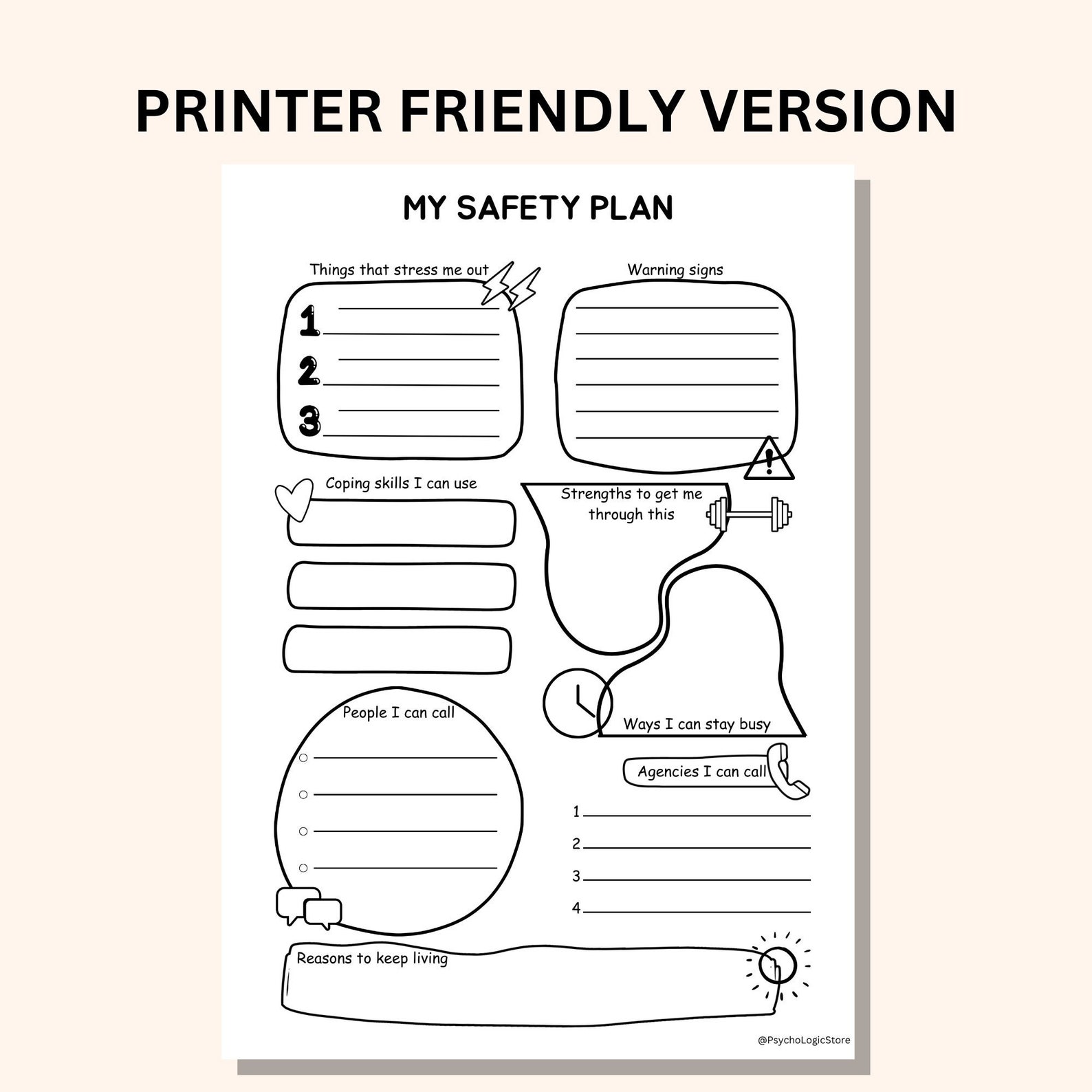 Crisis Safety Plan, Therapy Resource, Therapy Tools, School Counseling ...