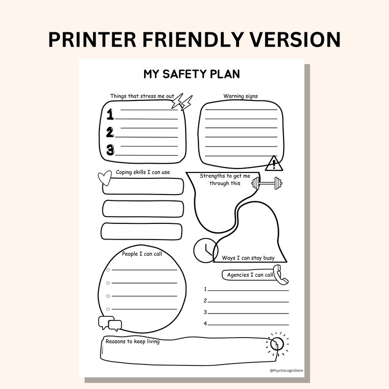 Crisis Safety Plan, Therapy Resource, Therapy Tools, School Counseling ...