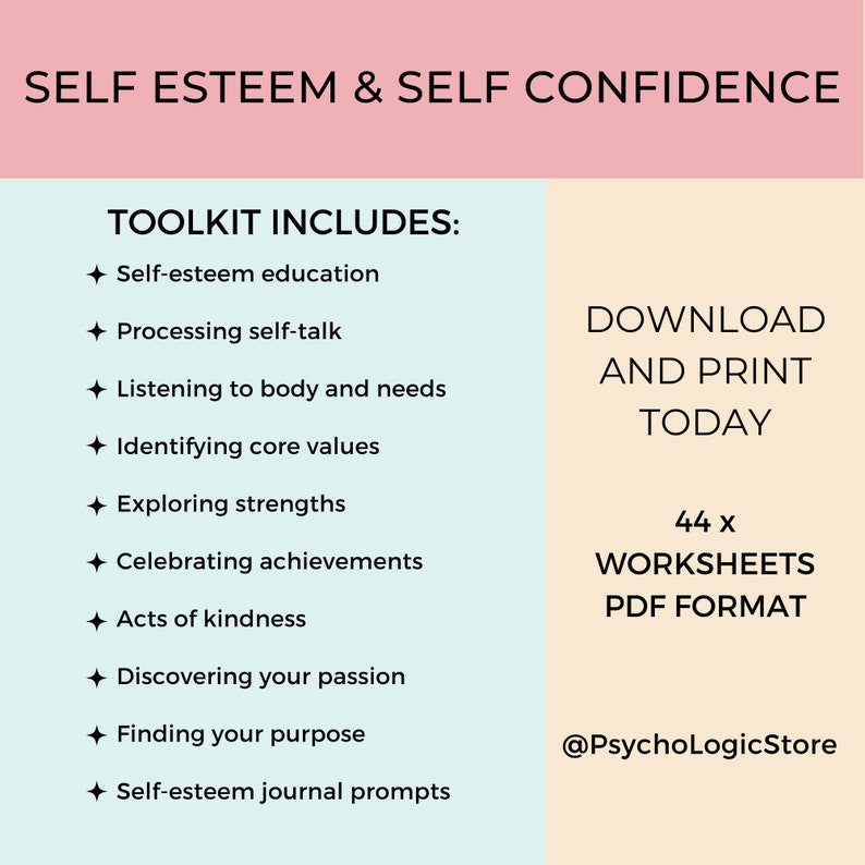Self Esteem Worksheets, Therapy Worksheets, Therapy Resources ...