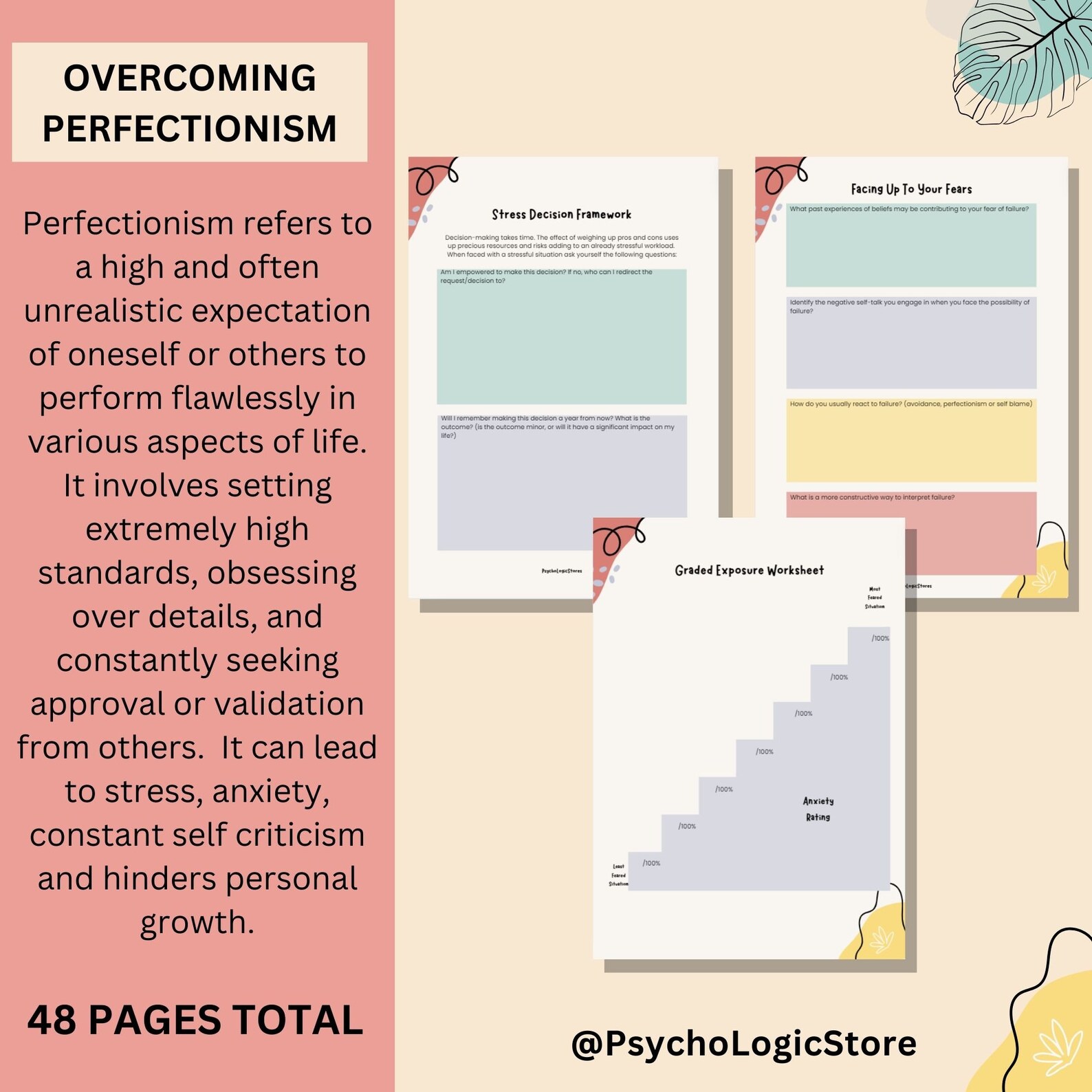 Overcome Perfectionism. Therapy Worksheets. Therapist Resource ...