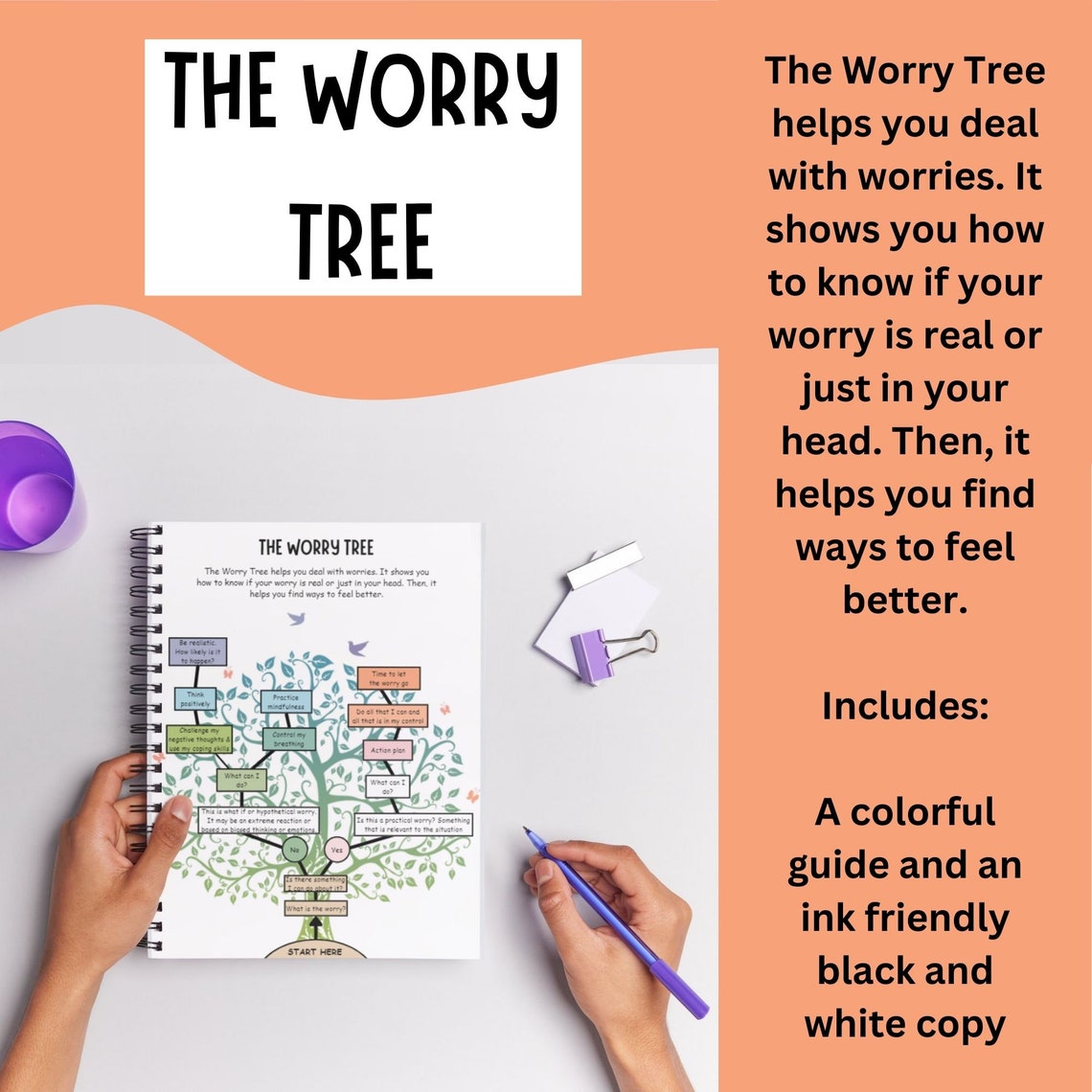 The Worry Tree, Anxiety Relief, Cognitive Distortions, Acceptance and ...