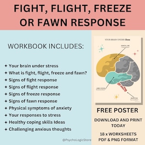Signs of Fight Flight Freeze and Fawn Response Worksheets for ...