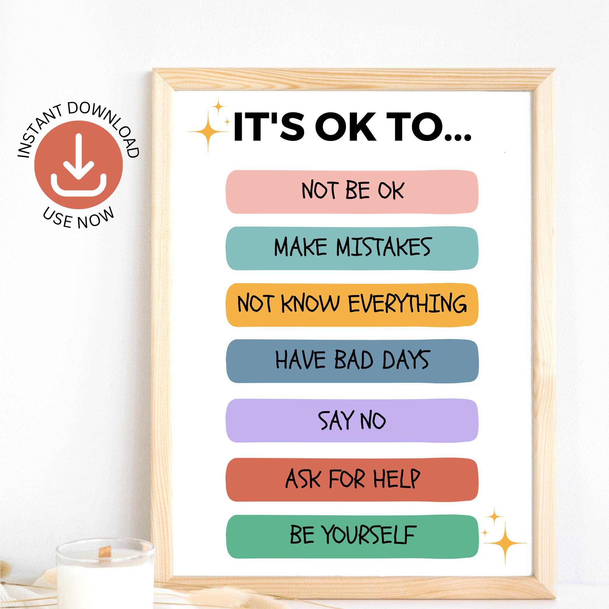 It's OK to Poster, Positive Affirmations, Therapy Office Decor, School ...