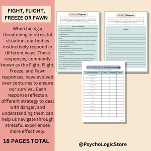 Signs of Fight Flight Freeze and Fawn Response Worksheets for ...