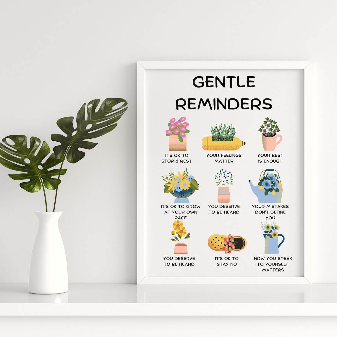 Gentle Reminders Positive Affirmations DIGITAL Print Mental Health ...