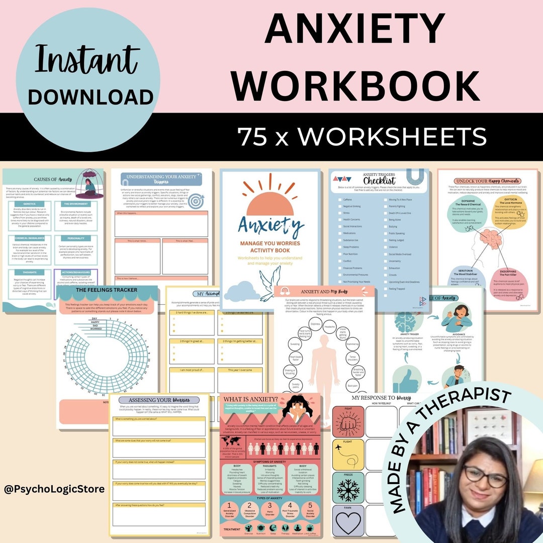 Anxiety Bundle, Anxiety Worksheets, Therapy Tools, Therapy Worksheets ...