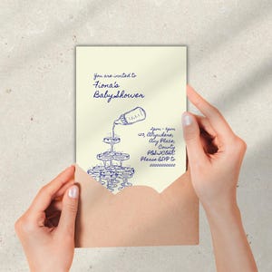 Handwritten Baby Shower Invitation & Prediction Card (digital Template ...