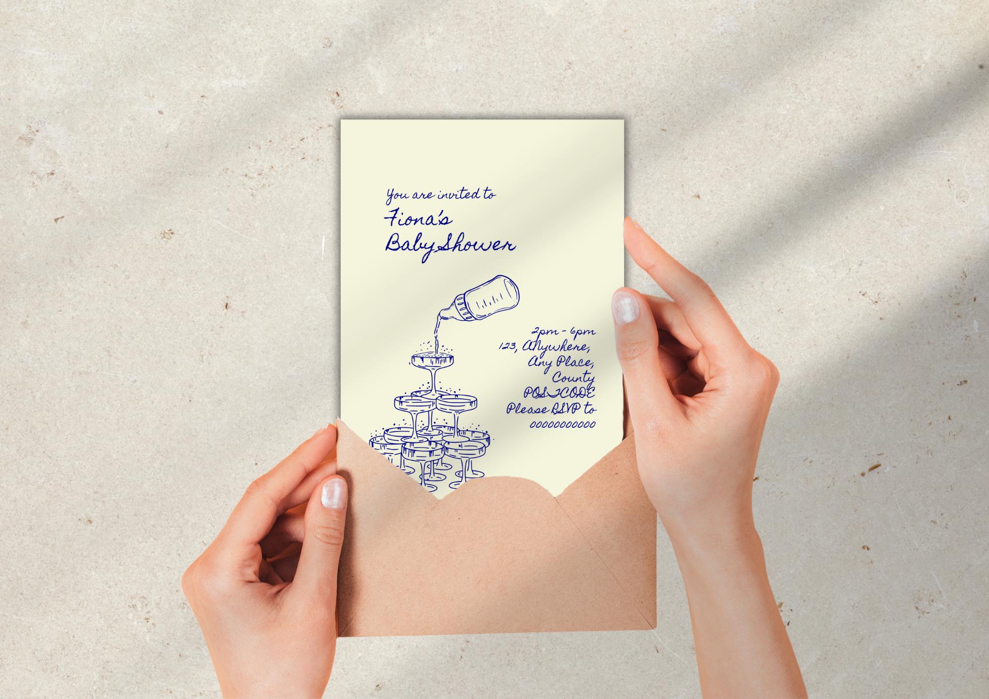 Handwritten Baby Shower Invitation & Prediction Card (digital Template ...