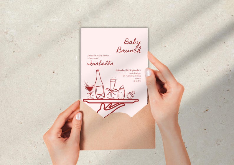 Handwritten Baby Shower Invite & Prediction Card (canva Template) - Etsy