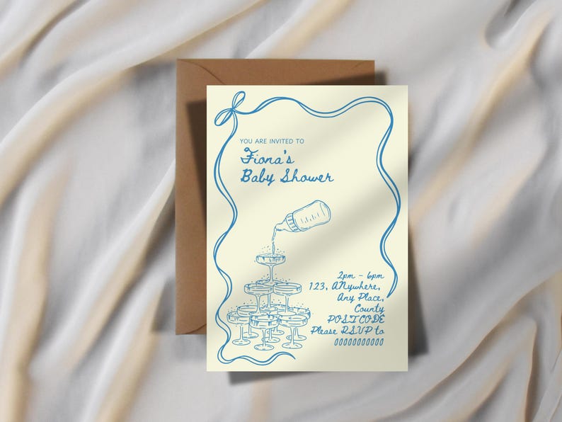 Handwritten Baby Shower Invitation & Prediction Card (digital Download ...