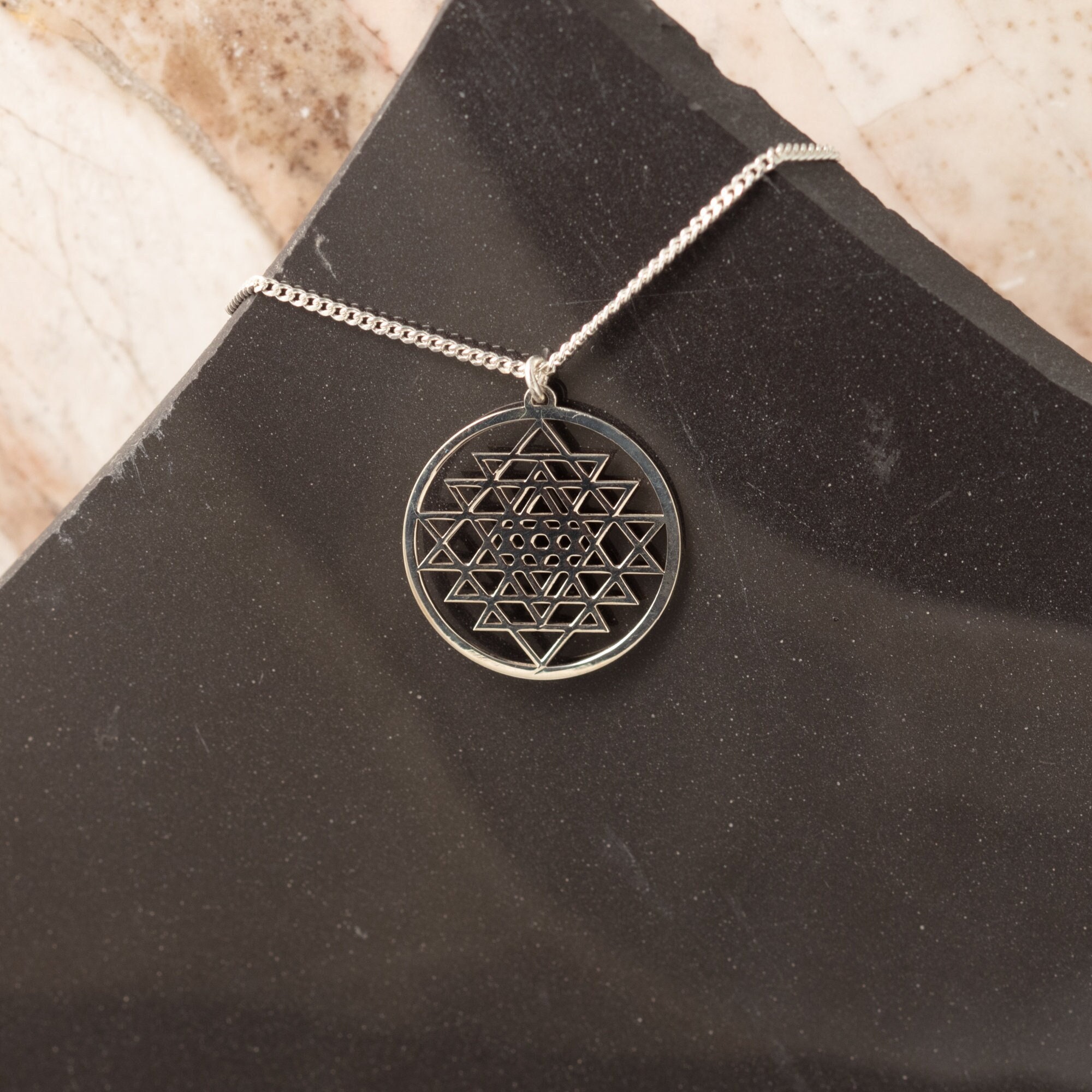 Sri Yantra Silver Necklace Sacred Jewelry Metaphysical Jewelry ...