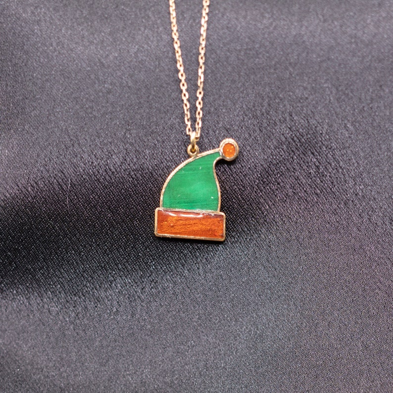 Sterling Silver Santa Hat Enamel Necklace Holiday Jewelry - Etsy