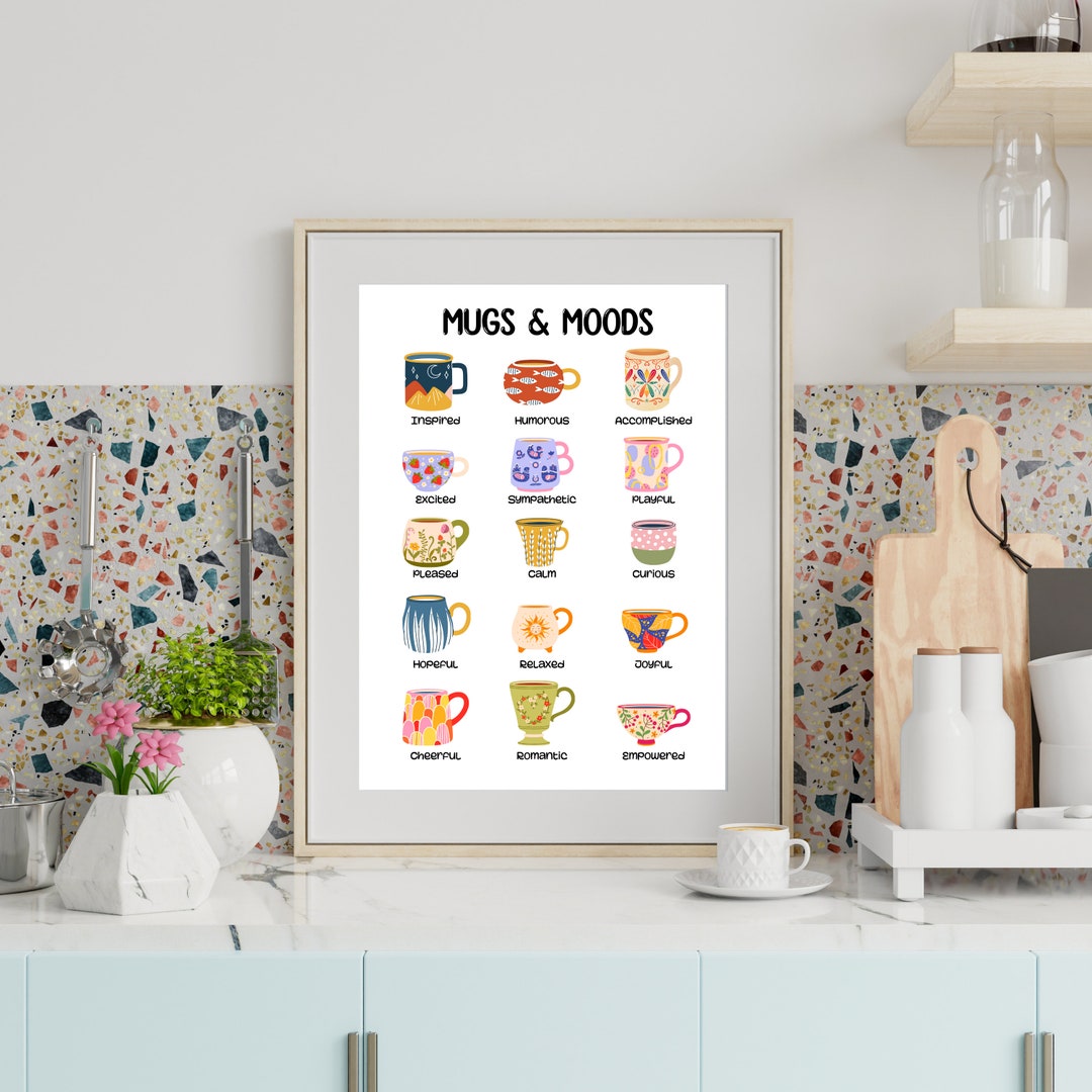 Mugs and Moods: Giclee Fine Art Poster Print for Coffee and Tea Lovers ...