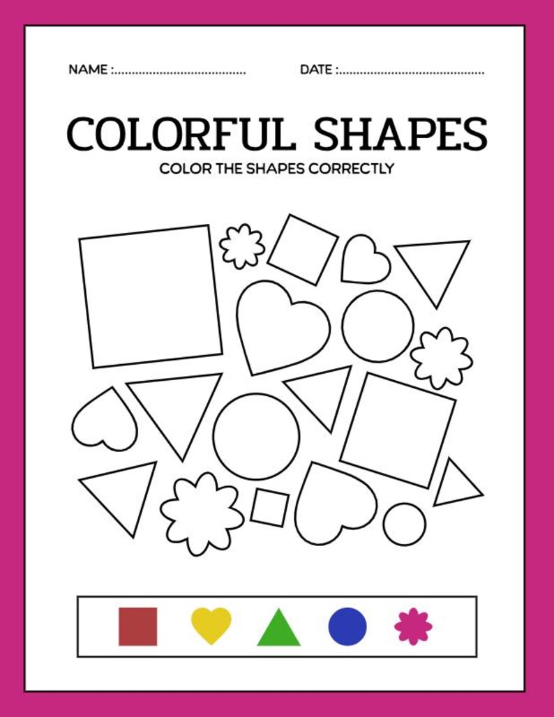 Colorful Shapes Coloring Page for Kids (digital Download) - Etsy