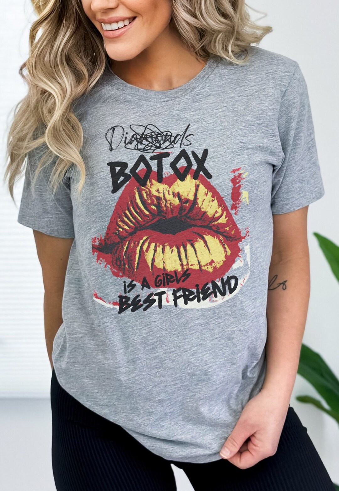Botox is a Girls Best Friend, Vintage Distressed Lips Graphic Tee for ...