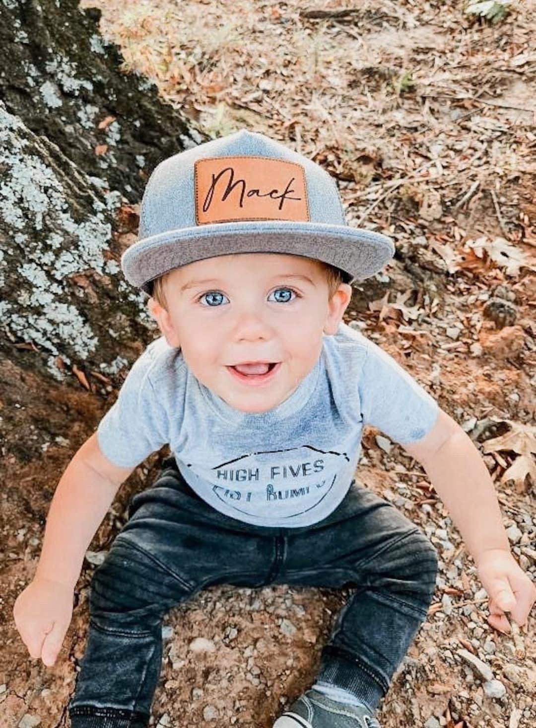 Custom Name Hats for Kids, Custom Trucker Hat With Leather Patch ...