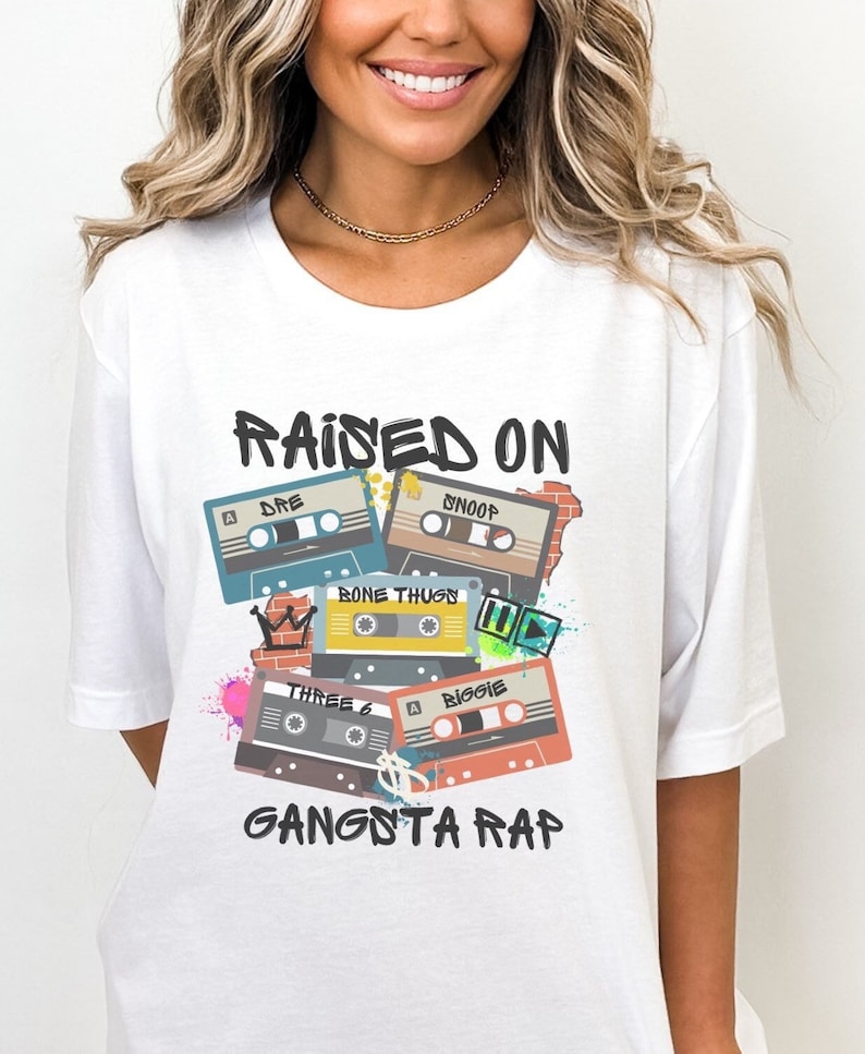 Raised on Gangsta Rap, 90s Rap Tshirt, Tupac Shirt, 90s Nostalgia, Retro Cassette Tape Tshirt - Etsy
