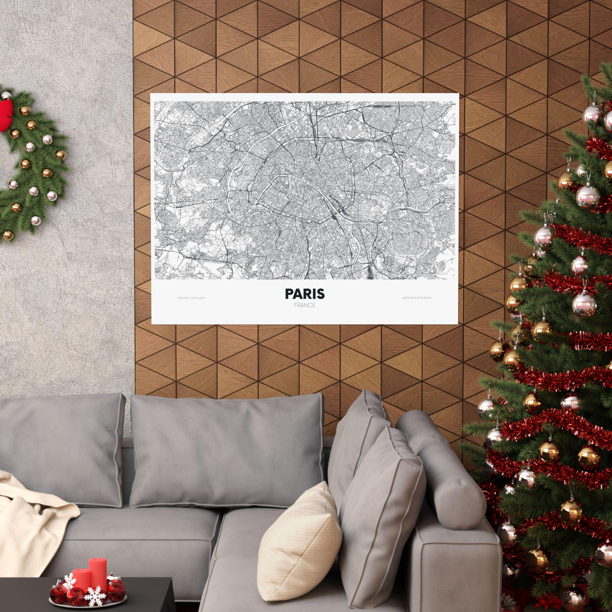 Paris France Map Matte Poster, Eiffel Tower Travel Art Print, Home ...