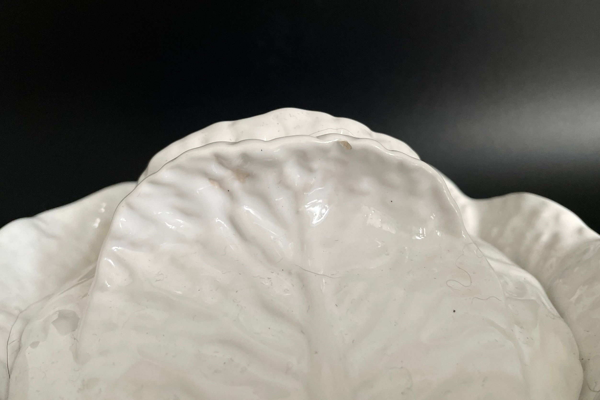 White Portuguese Cabbage Ware Bowl With Lid , Bordallo Pinheiro Style ...