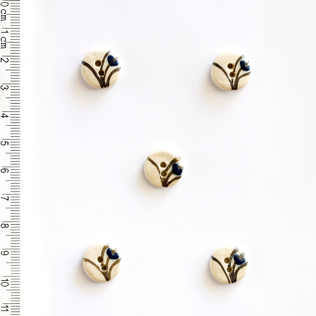 Blue Floral Grass Buttons, Blue Buttons, Beautiful Buttons, Delicate ...