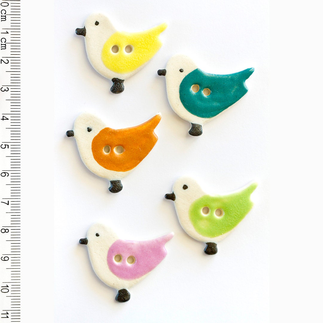 Bird Buttons, Pretty Pastel Buttons, Fun Buttons, Handmade Buttons ...