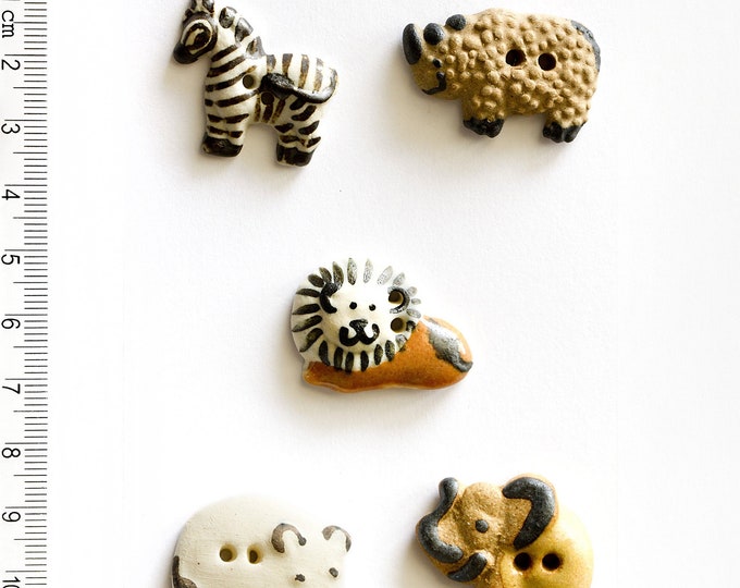 Wild Animal Buttons, African Animal Buttons, Zebra Buttons, Lion ...