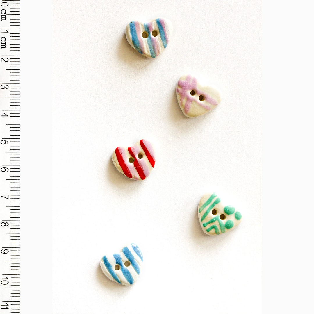 Heart Buttons, Pastel Buttons, Red Buttons, Valentine's Buttons ...