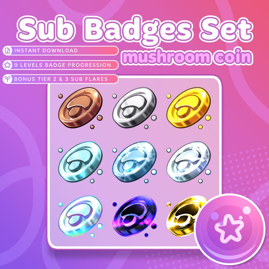 Mushroom Coin Badge Set for Twitch, Discord & Youtube - Etsy