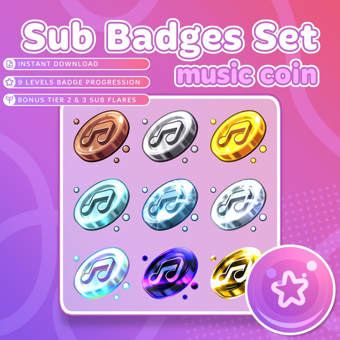 Music Note Coin Badge Set for Twitch, Discord & Youtube - Etsy