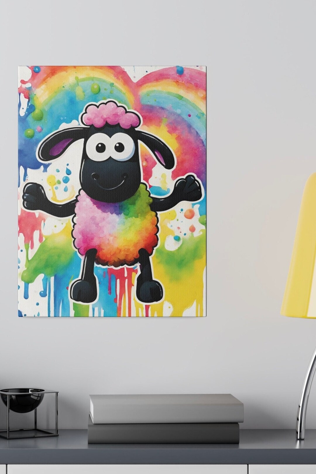 Fun Loving Rainbow Sheep 12 X 16in Canvas, Shetland Funny Sheep, Lost ...