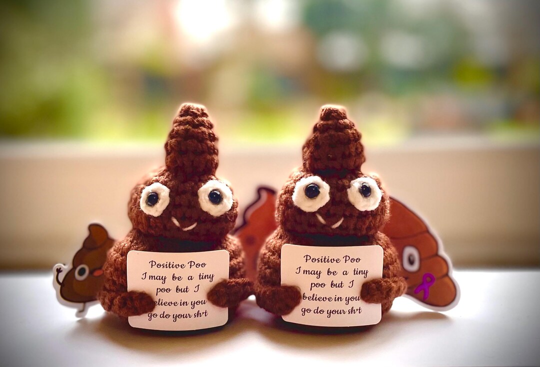 Positive Poo Crochet Poo Gift Set, Poop Emoji Plushie, Emotional Support Plushie, Poop Joke Gift ...