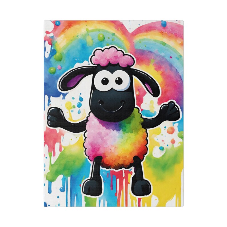 Fun Loving Rainbow Sheep 12 X 16in Canvas, Shetland Funny Sheep, Lost ...