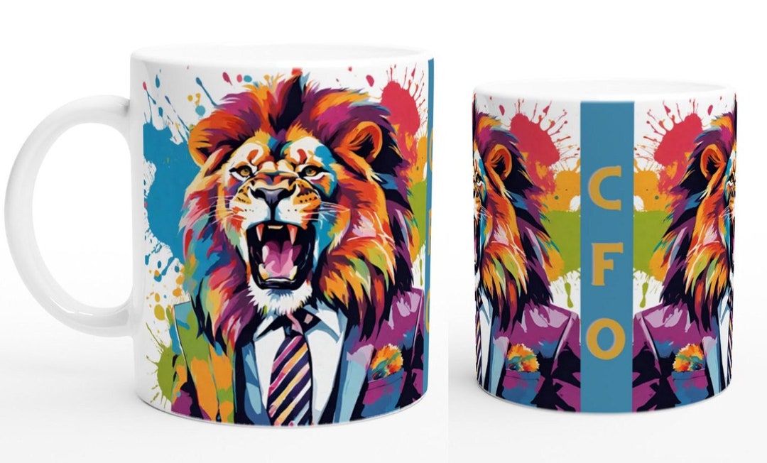 CFO Roaring Lion Colourful Ceramic Mug, Chief Financial Officer ...