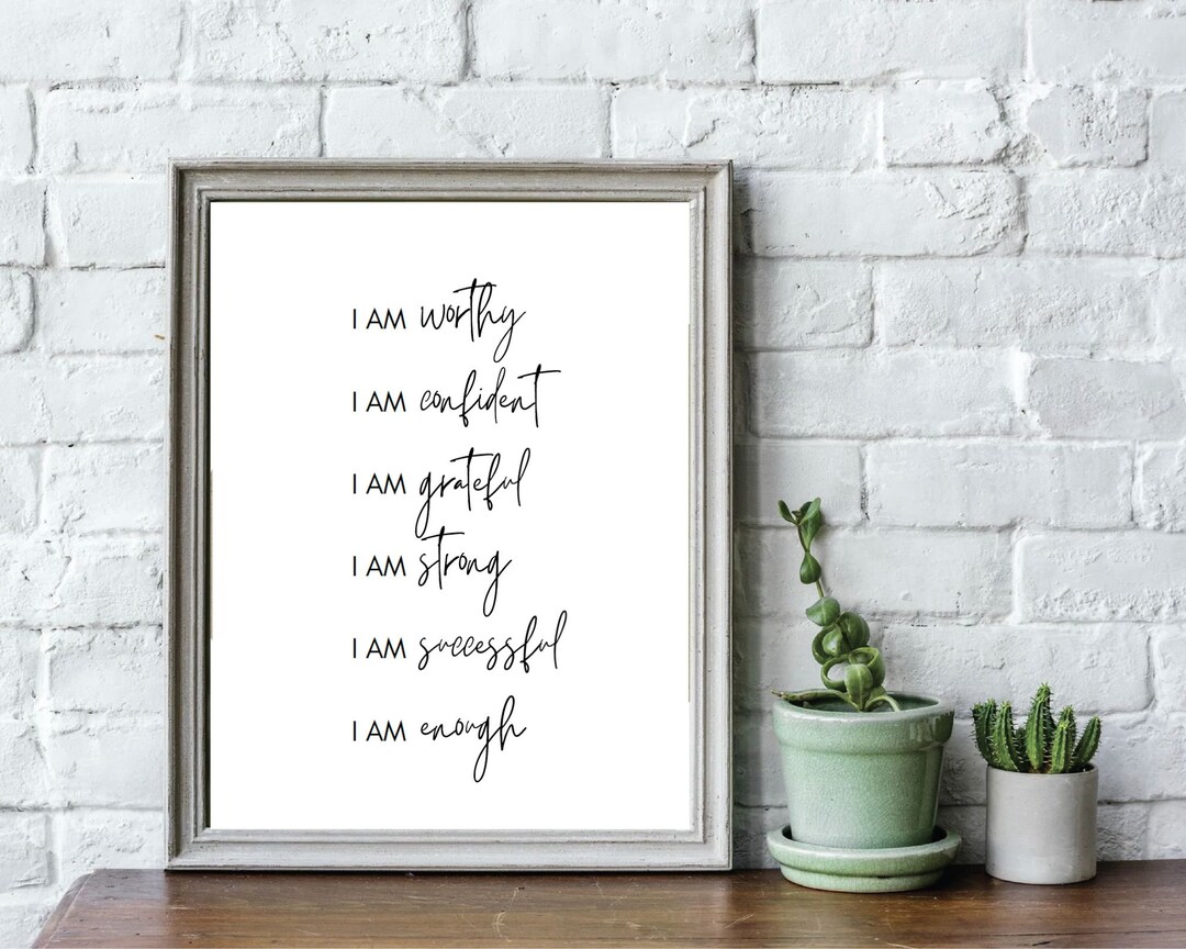 I Am Affirmations Printable Digital Art, Minimalist Print Art, Modern ...