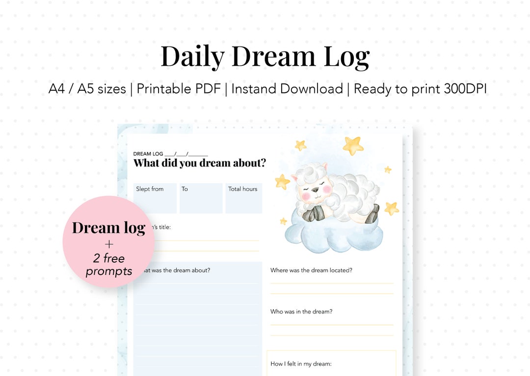 Daily Dream Log Printable, Daily Journal, Dream Planner, Dream Journal ...