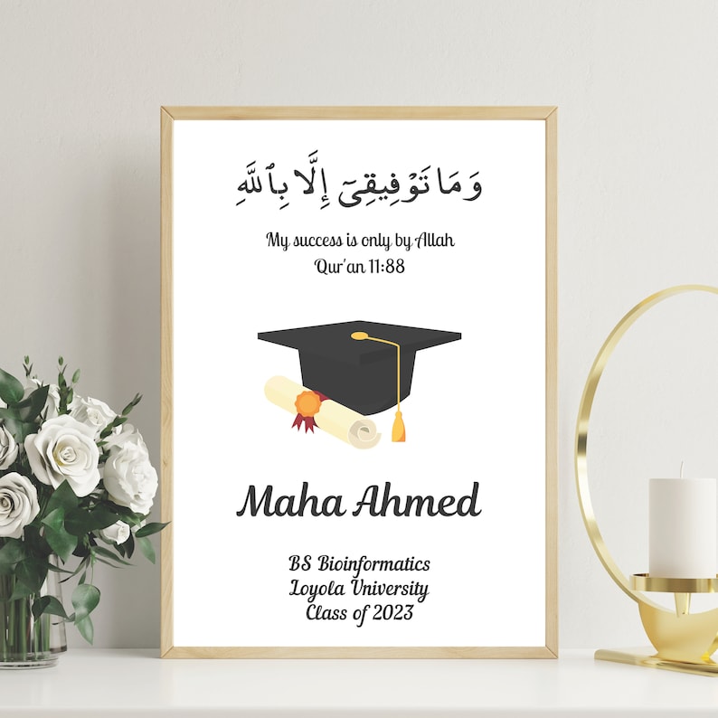 Graduation Islamic Gift Muslim Personalized Custom Print Graduation ...
