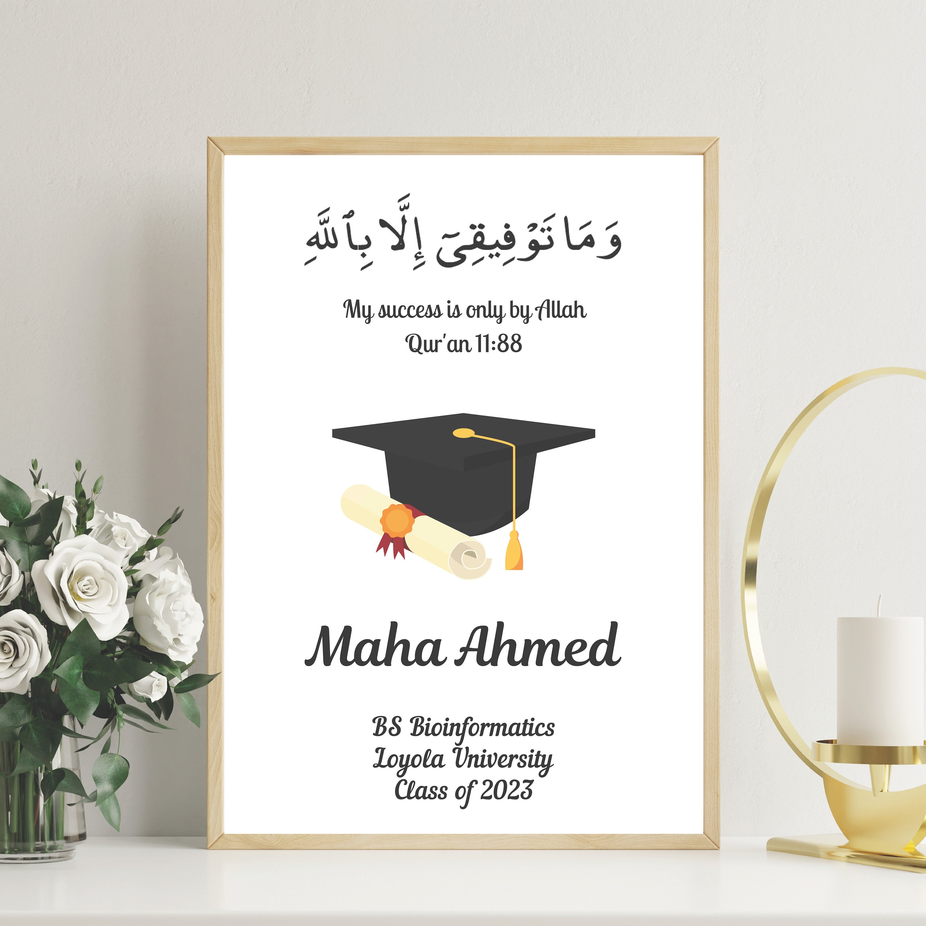 Graduation Islamic Gift Muslim Personalized Custom Print Graduation ...
